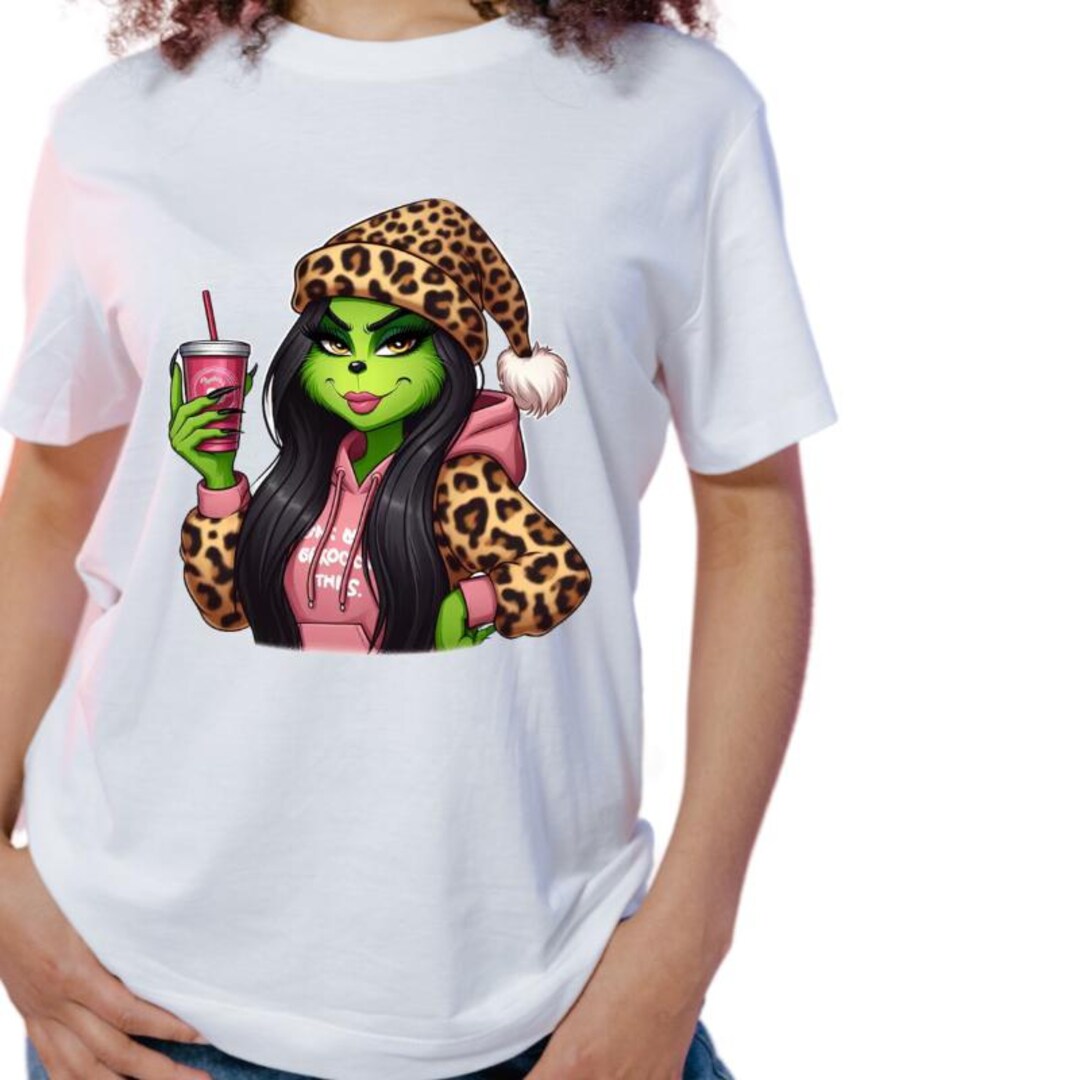 Women's "hood Grinch Cheetah/leopard Print Latte Girl" Tshirt - Etsy