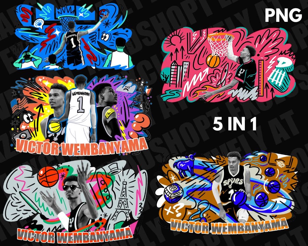 Victor Wembanyama Collection 5 IN 1 PNG - Etsy