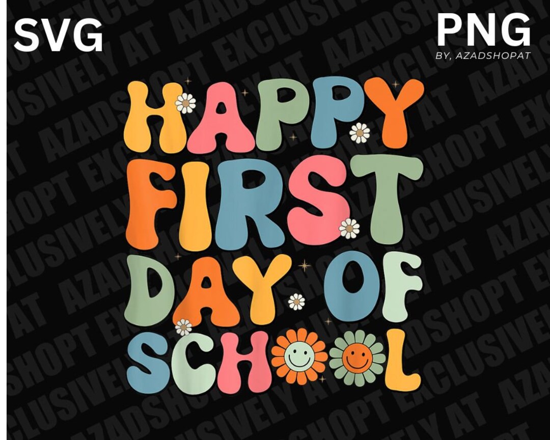 Retro Happy First Day of School Teachers Kids Back to School PNG SVG - Etsy