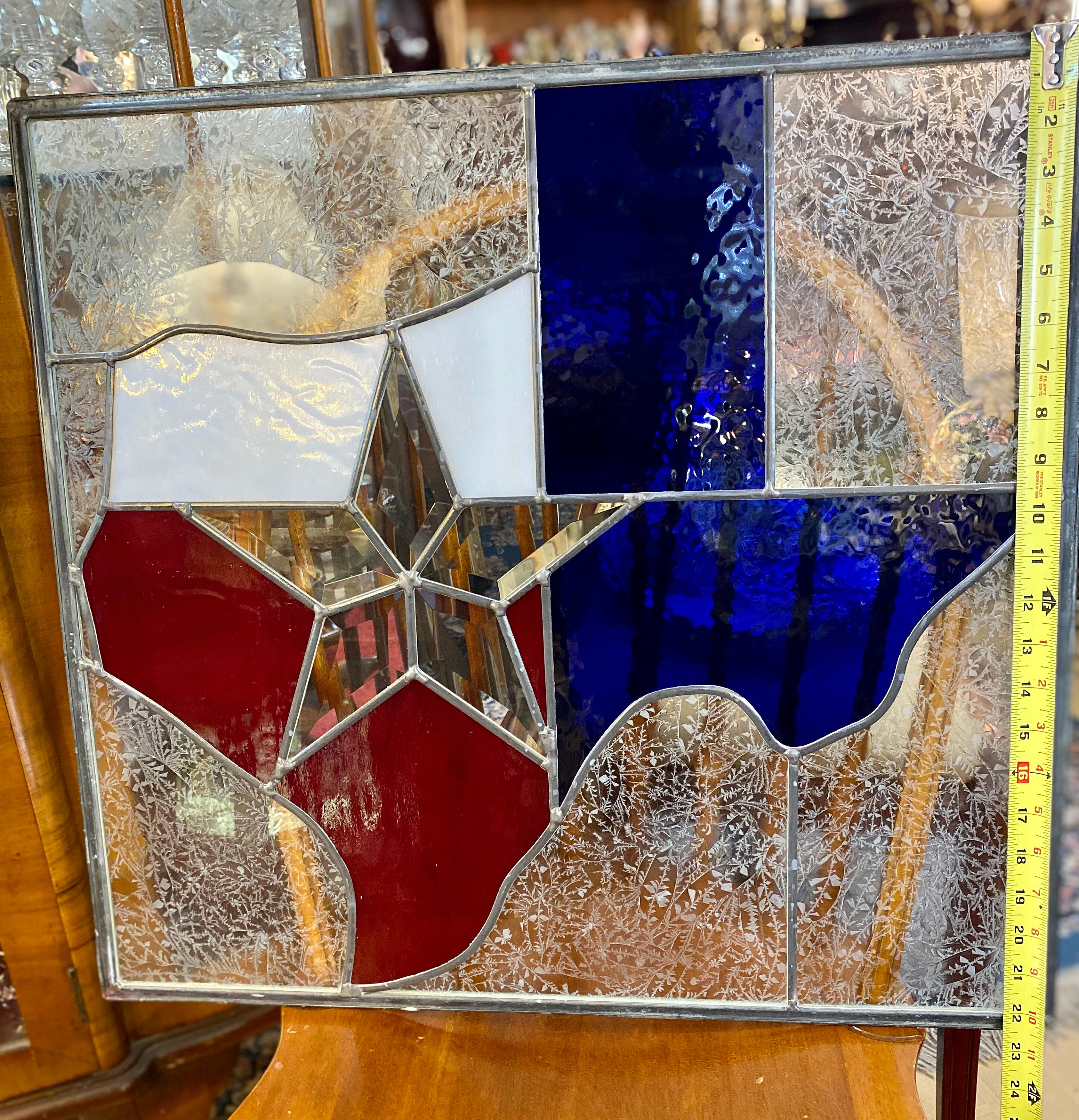 Vintage Texas Flag Stained Glass Hanging Window Panel Suncatcher Lone ...