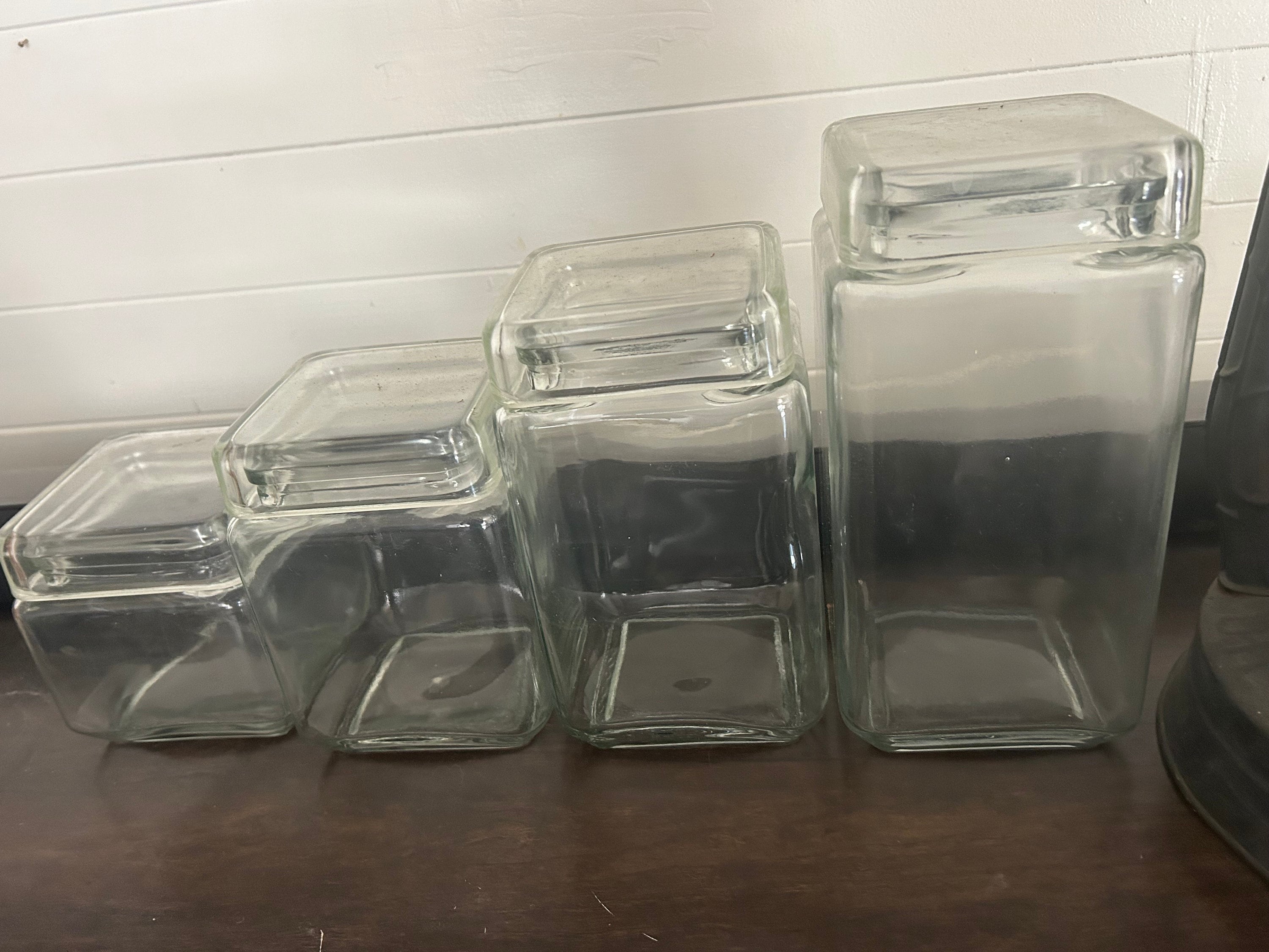 Set of 4 Anchor Hocking Square Glass Storage Canisters With Lids - Etsy