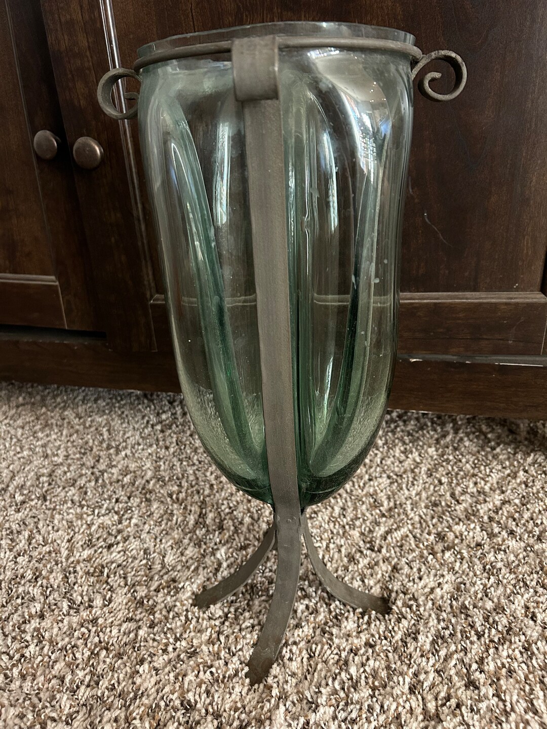 Vintage Wrought Iron Glass Vase - Etsy