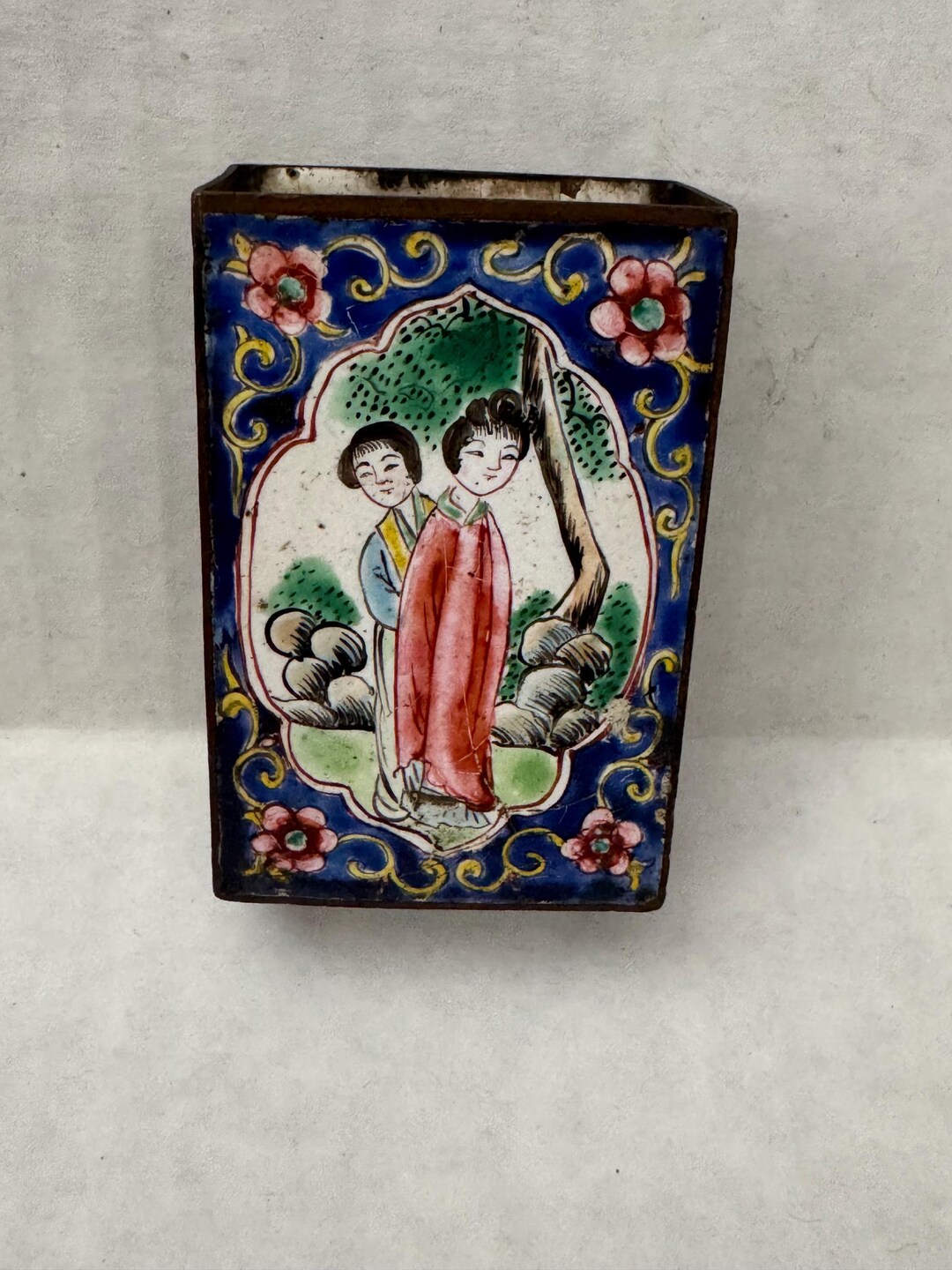 Antique Chinese Painted Brass Match Box - Etsy