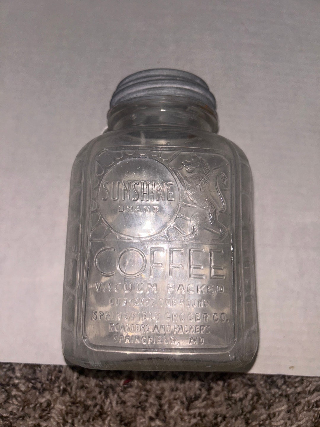 VTG Sunshine Coffee Jar With Lid Springfield Grocer Co. Springfield, MO ...