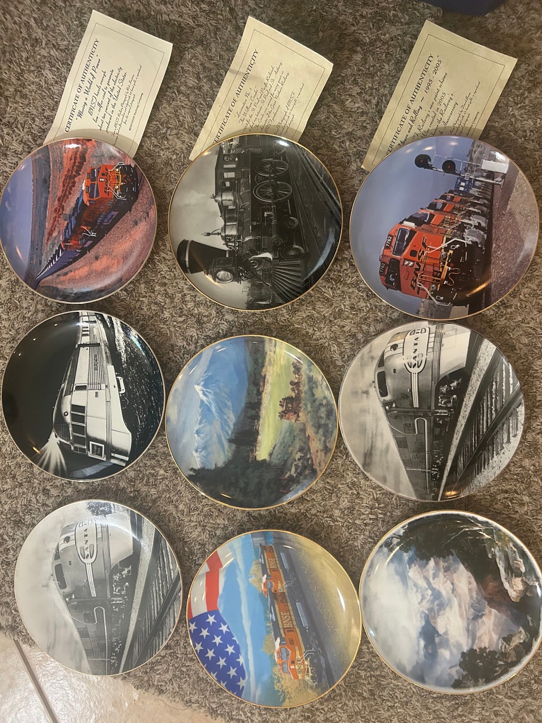 BNSF Railway Plate Collection Set of 9 Plates, Certificates of ...