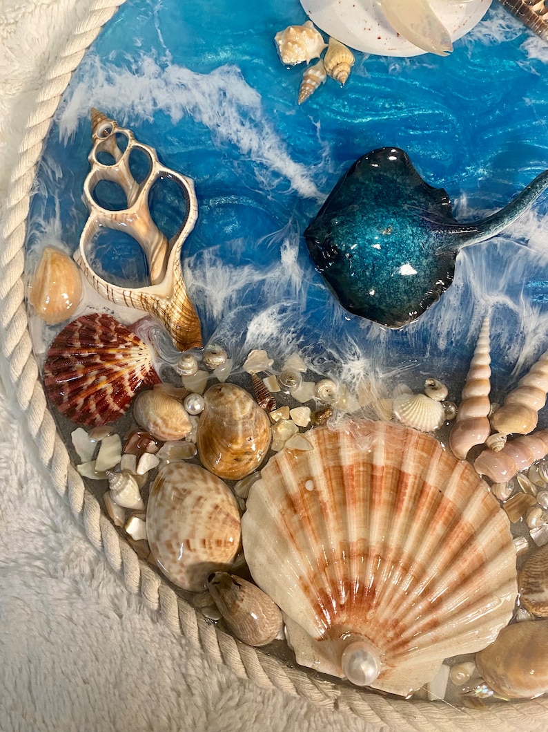 Ocean Inspired Resin Decor With Gorgeous Ceramic Stingray - Etsy