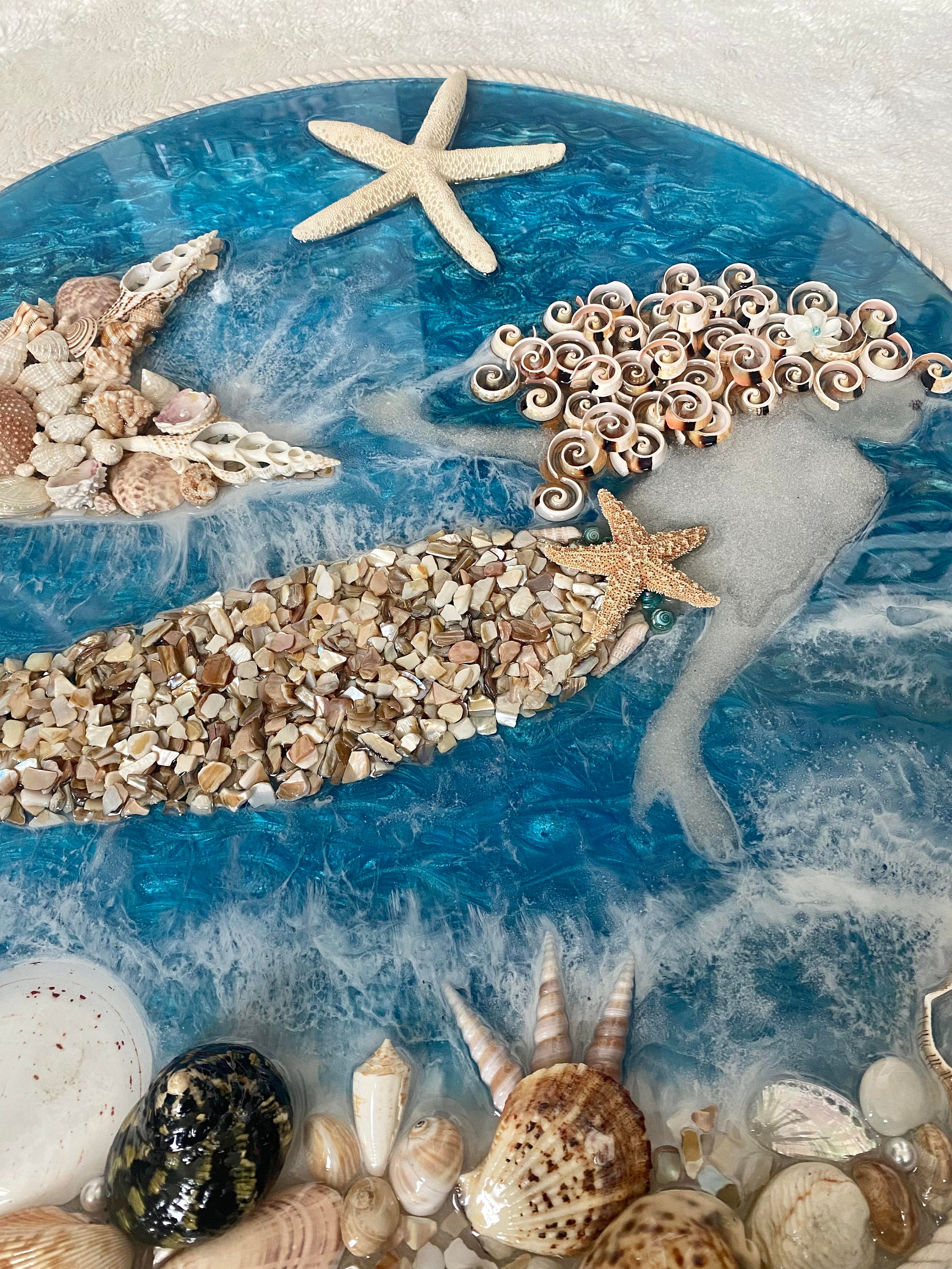 Seashell Mermaid Wall Decor Mosaic Art - Etsy