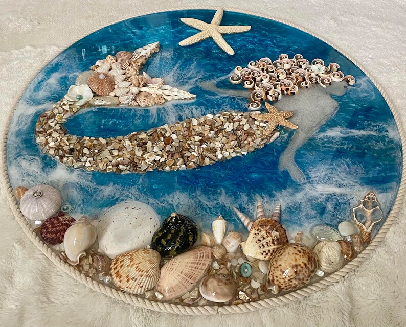 Seashell Mermaid Wall Decor Mosaic Art - Etsy