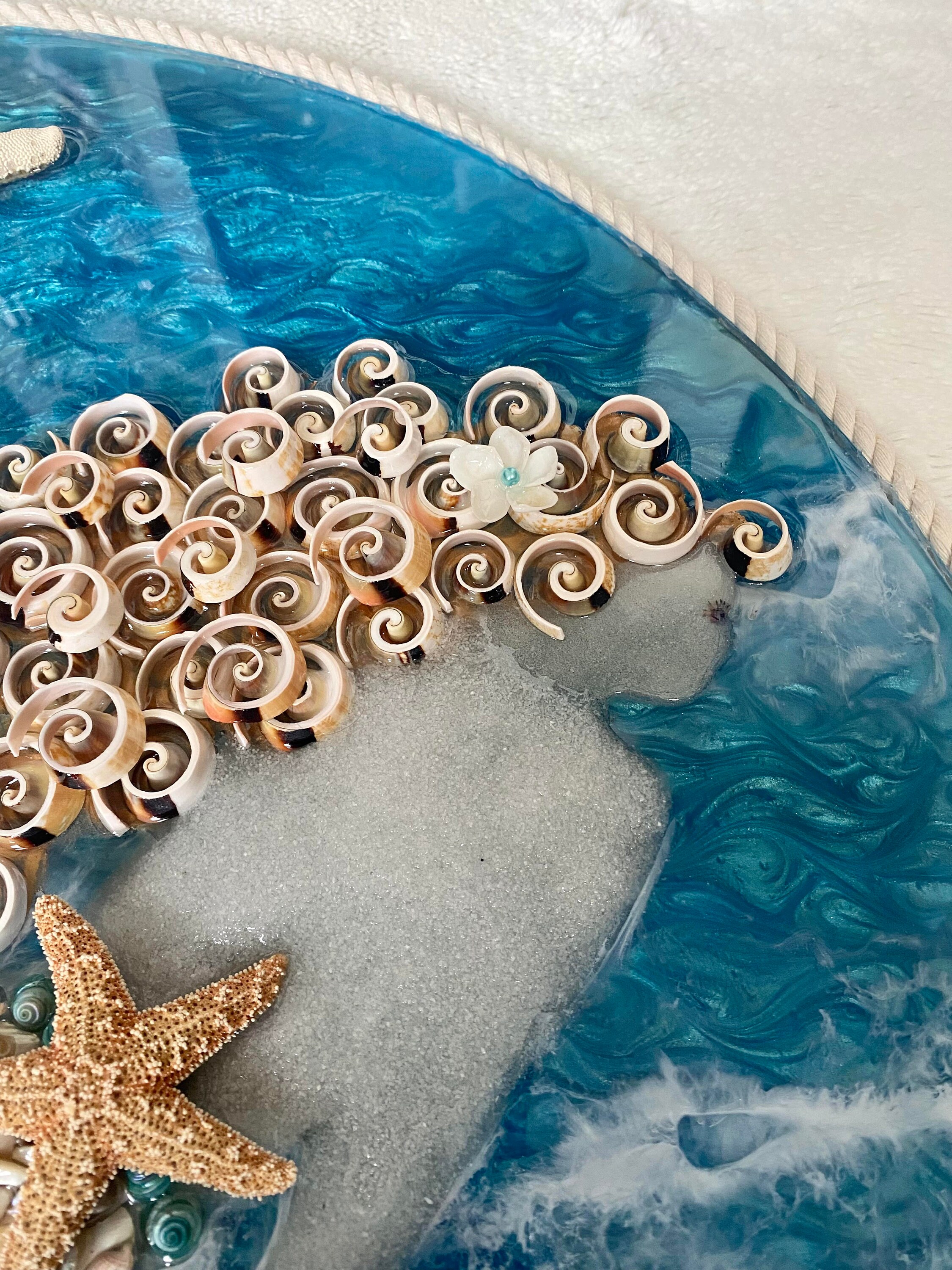 Seashell Mermaid Wall Decor Mosaic Art - Etsy