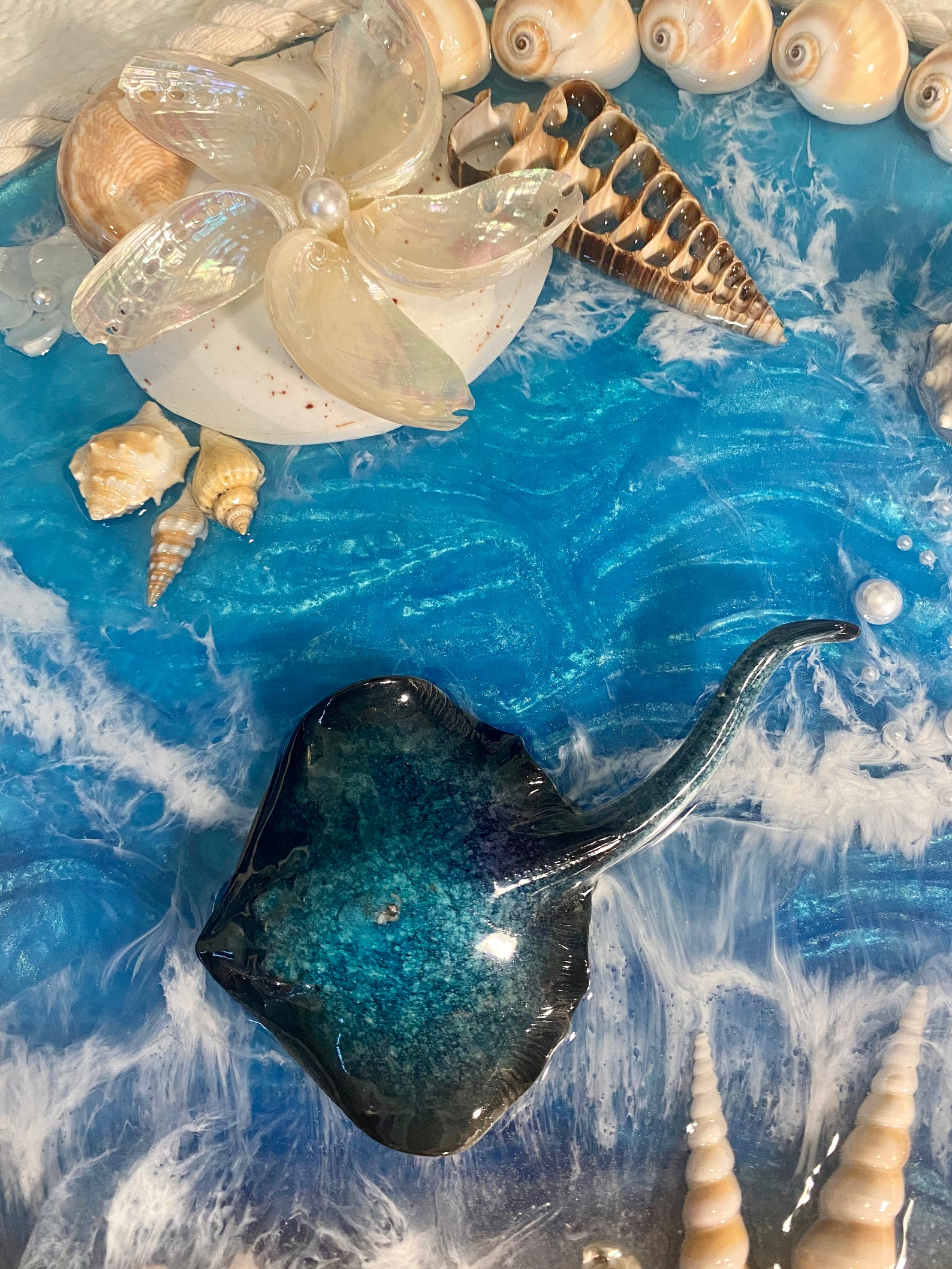Ocean Inspired Resin Decor With Gorgeous Ceramic Stingray - Etsy