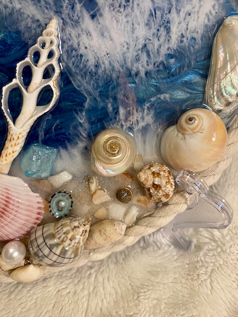 Ocean Resin Decor With Shells, Starfish and Frothy Beach Waves - Etsy