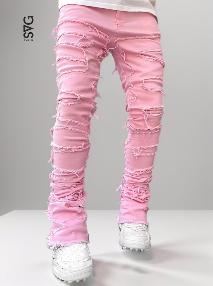 5 Colors Y2K Hollow Out Ripped Men's Jeans, Streetwear Hip Hop Pants ...