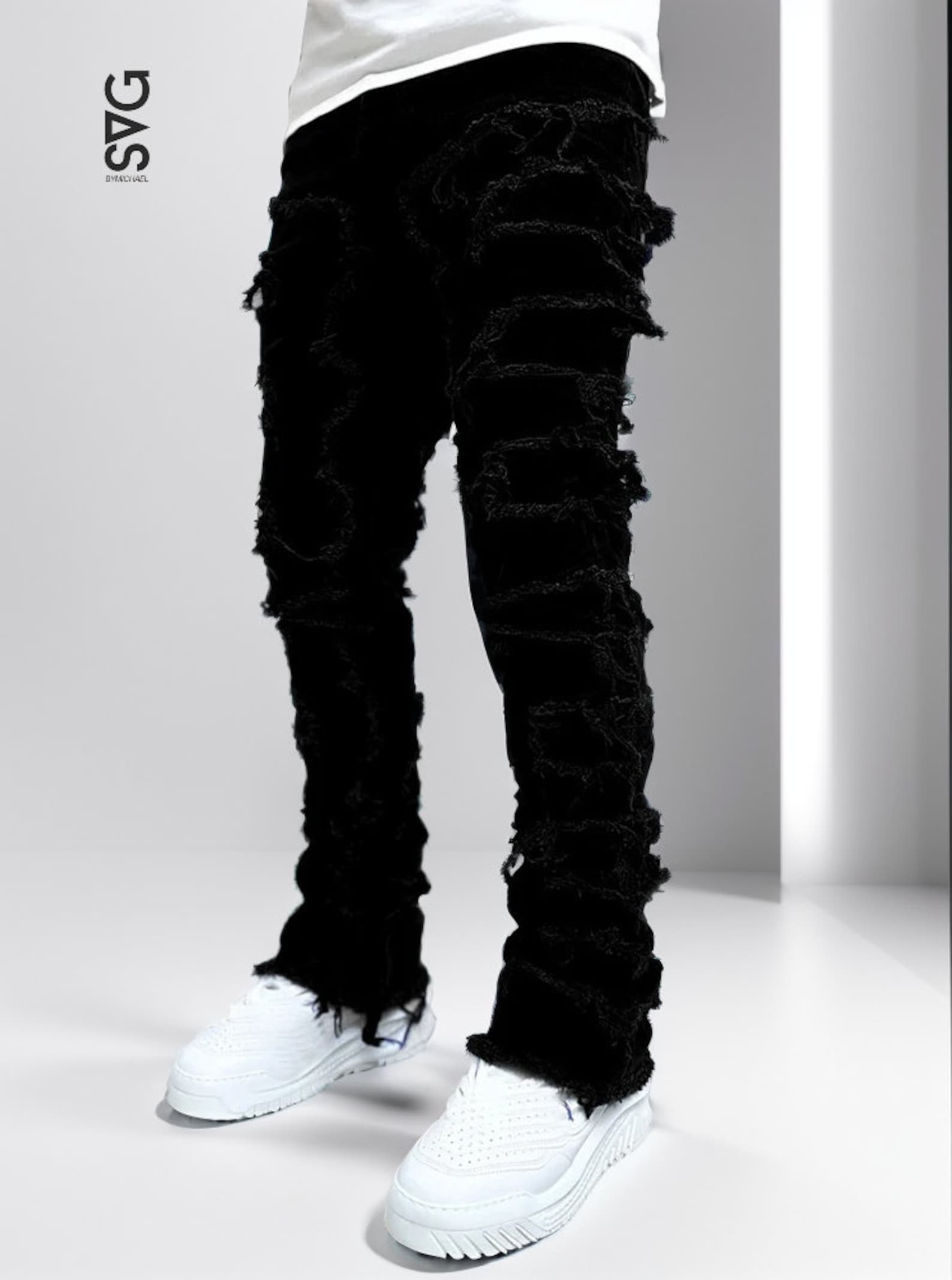 5 Colors Y2K Hollow Out Ripped Men's Jeans, Streetwear Hip Hop Pants ...