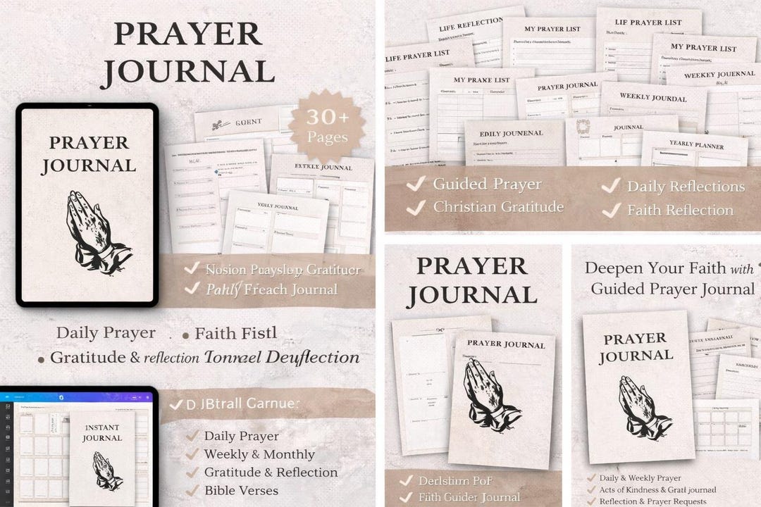 Prayer Journal | Digital Prayer Planner and Christian Gratitude Journal ...