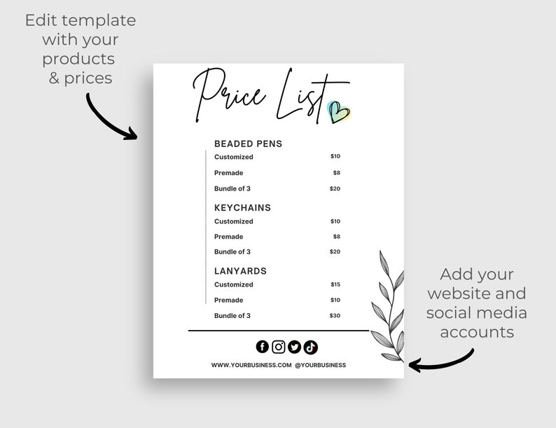 Craft Fair Price List Craft Fair Template Editable Craft Market Price ...