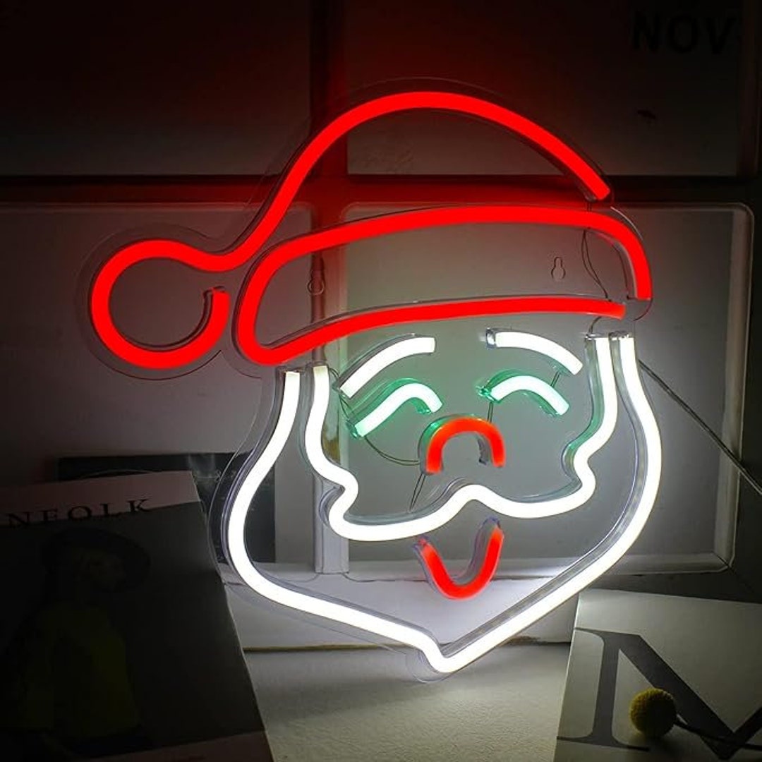 Santa Claus Neon Sign Christmas Hat Neon Sign Ho Ho Ho Neon Sign Custom ...