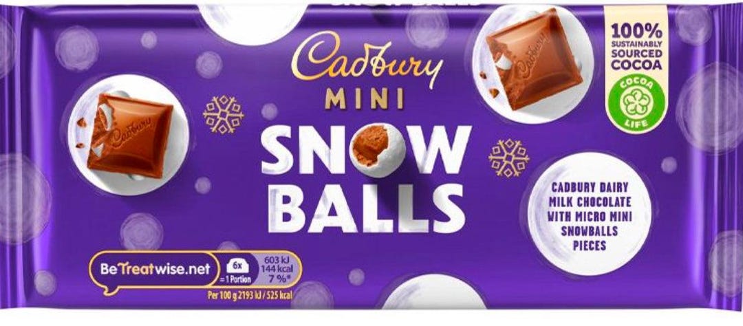 Cadbury Dairy Milk Mini Snowballs Bar 110g - Etsy UK