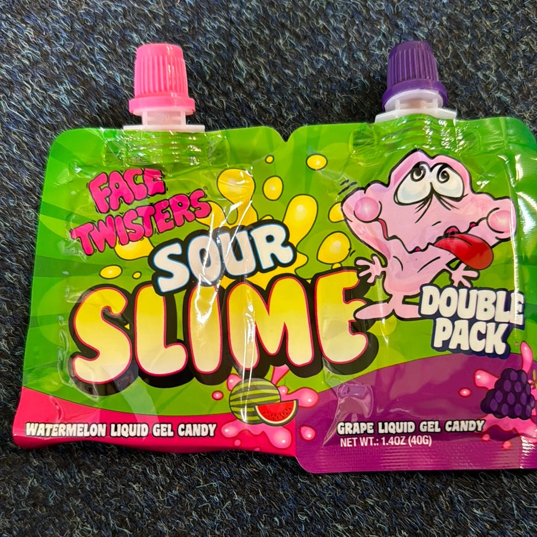 Face Twisters Sour Slime Double Pack Watermelon & Grape - 1.4oz (40g ...
