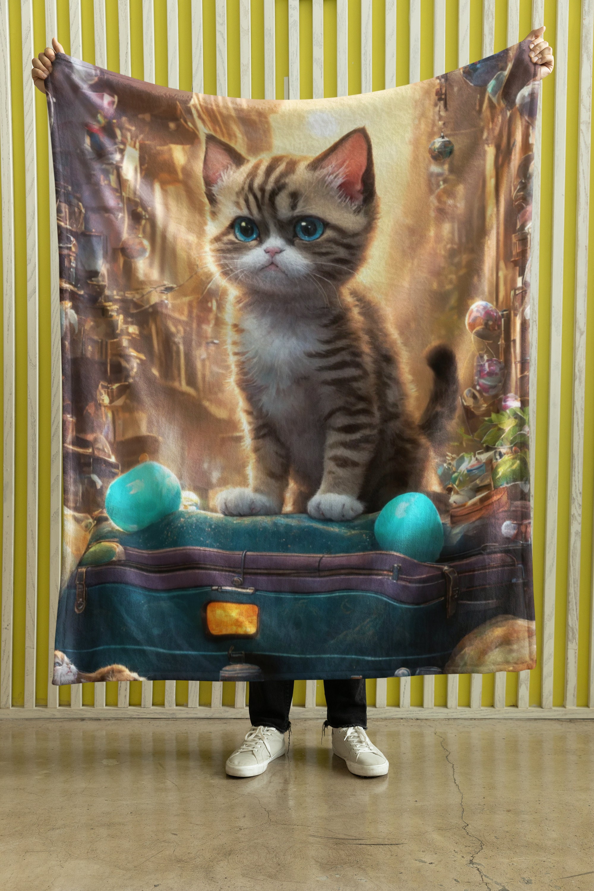 Blanket With a Beautiful Cat Design, Perfect Gift for Children, Blanket ...