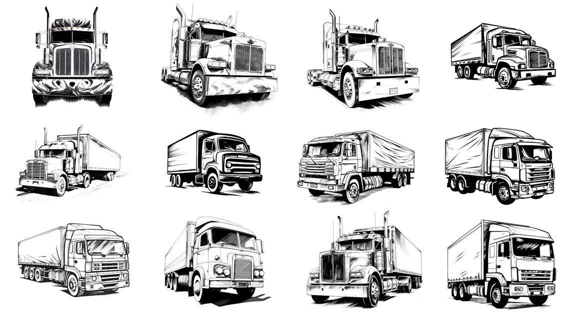 Trucks Bundle 24 PNG SVG | Semi Trucks Png Svg | Lorry Png Svg | Trucks ...