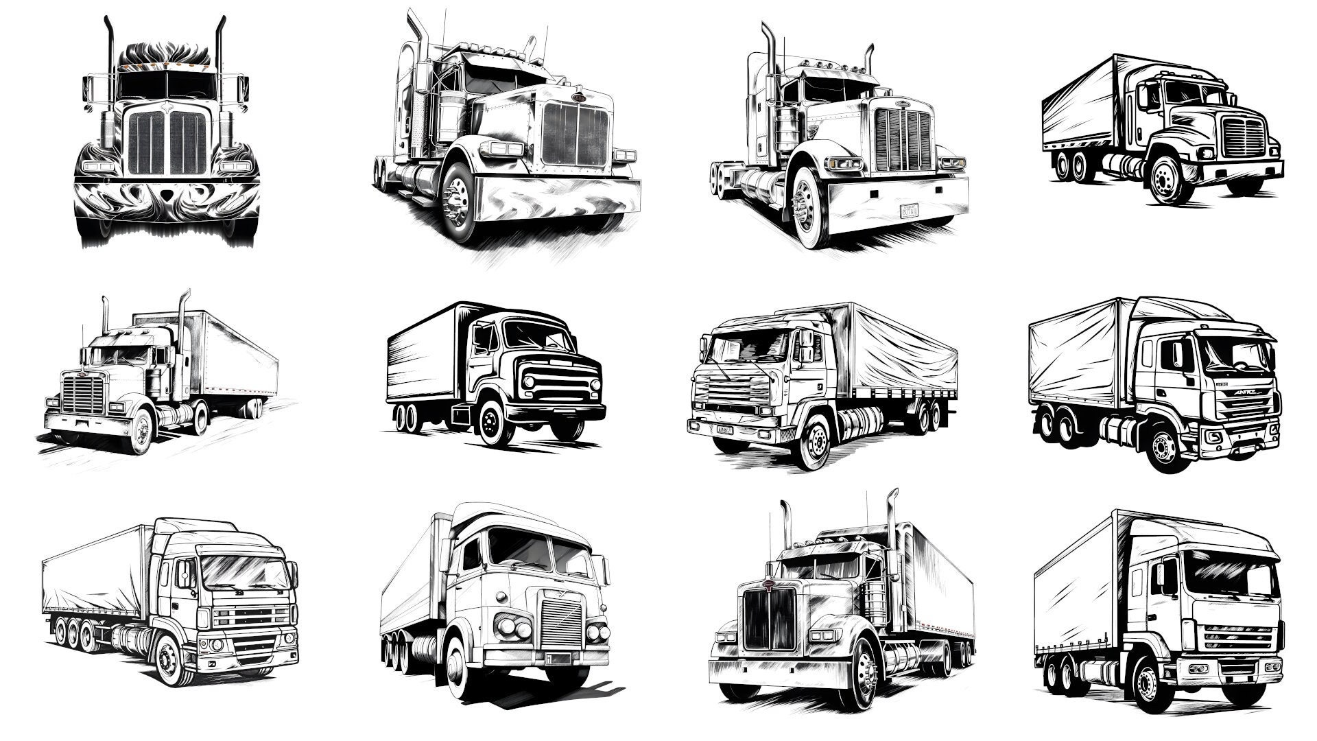 Trucks Bundle 24 PNG SVG | Semi Trucks Png Svg | Lorry Png Svg | Trucks ...