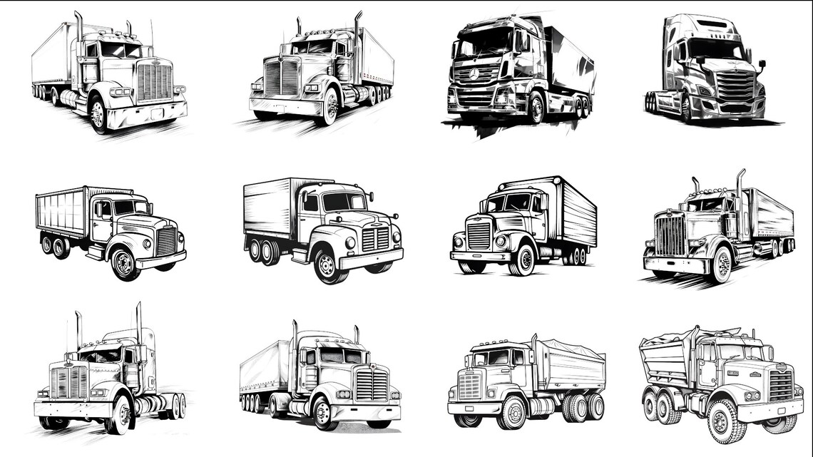 Trucks Bundle 24 PNG SVG | Semi Trucks Png Svg | Lorry Png Svg | Trucks ...