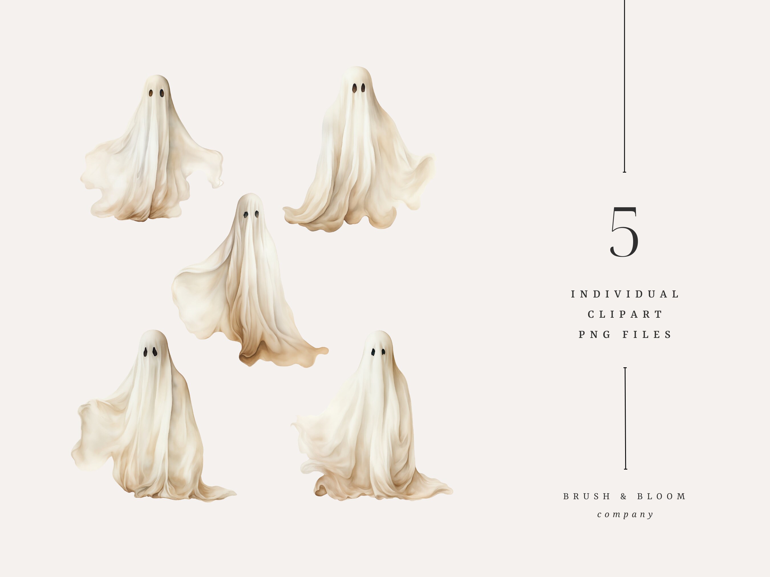 Halloween Ghosts Watercolor Clipart, Spooky Draped Ghost Png, Fall Clip ...