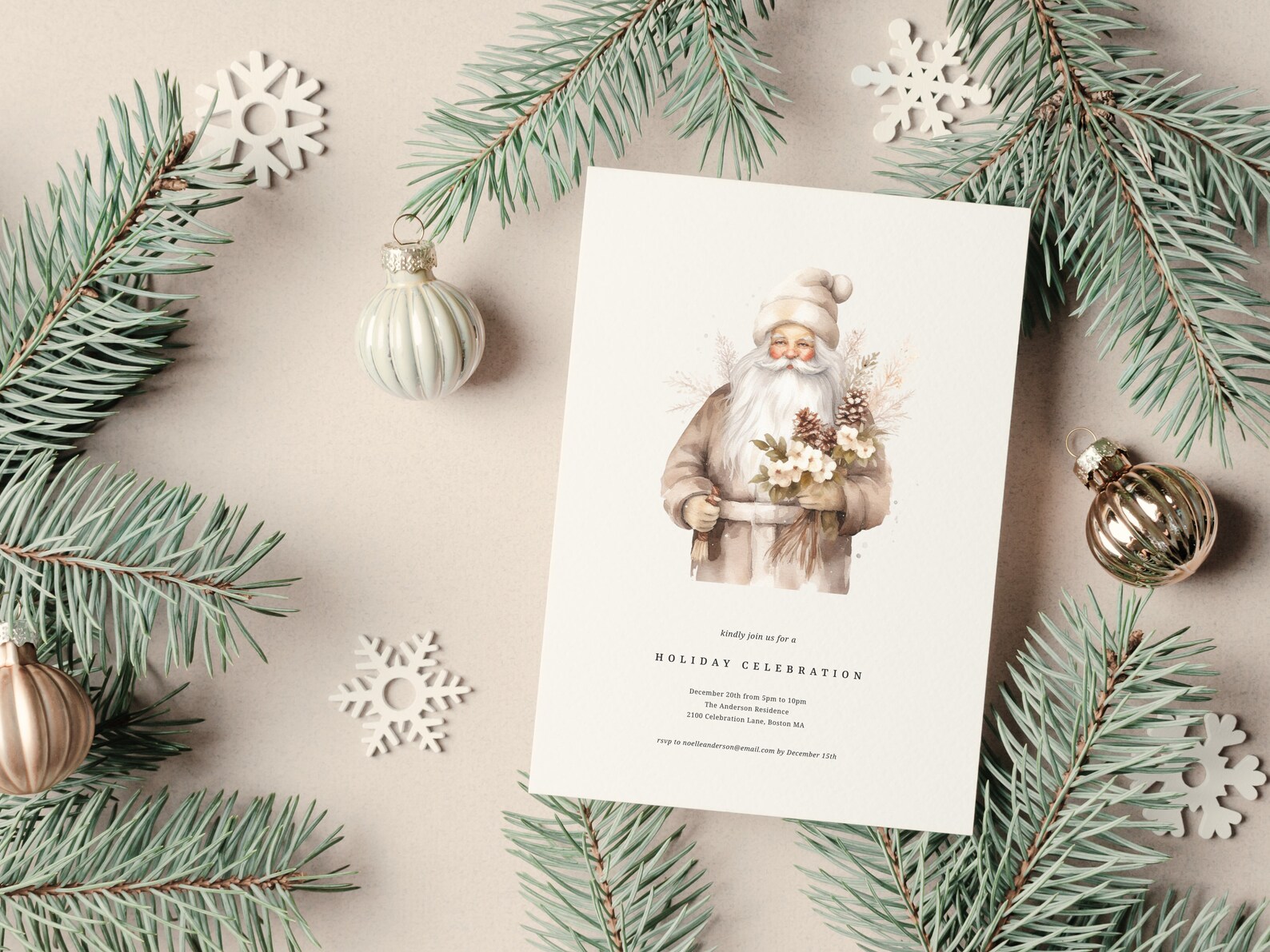 Christmas Santa Watercolor Clipart, Neutral Santa Claus Png, Holiday Clip Art - Etsy