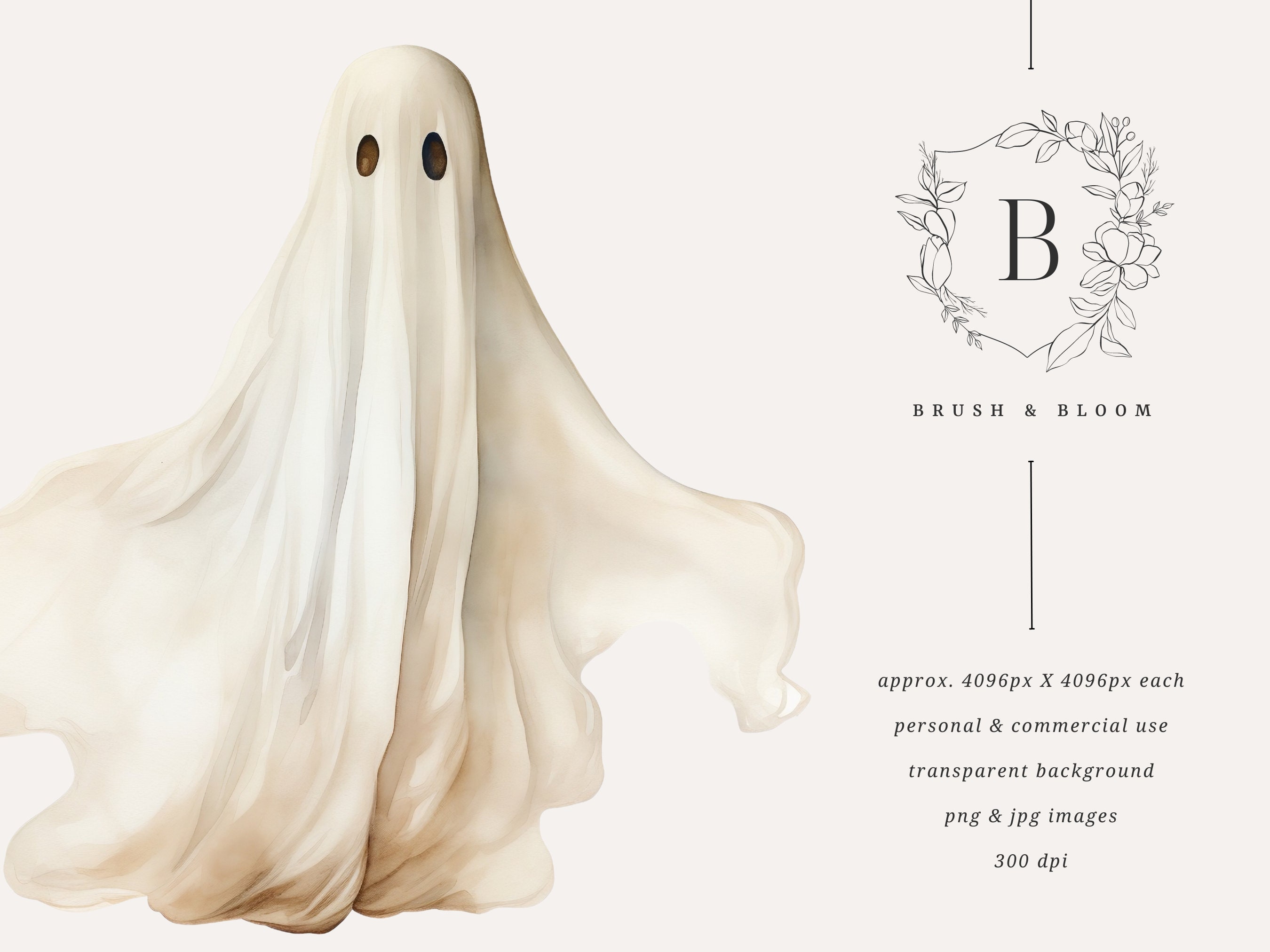 Halloween Ghosts Watercolor Clipart, Spooky Draped Ghost Png, Fall Clip ...