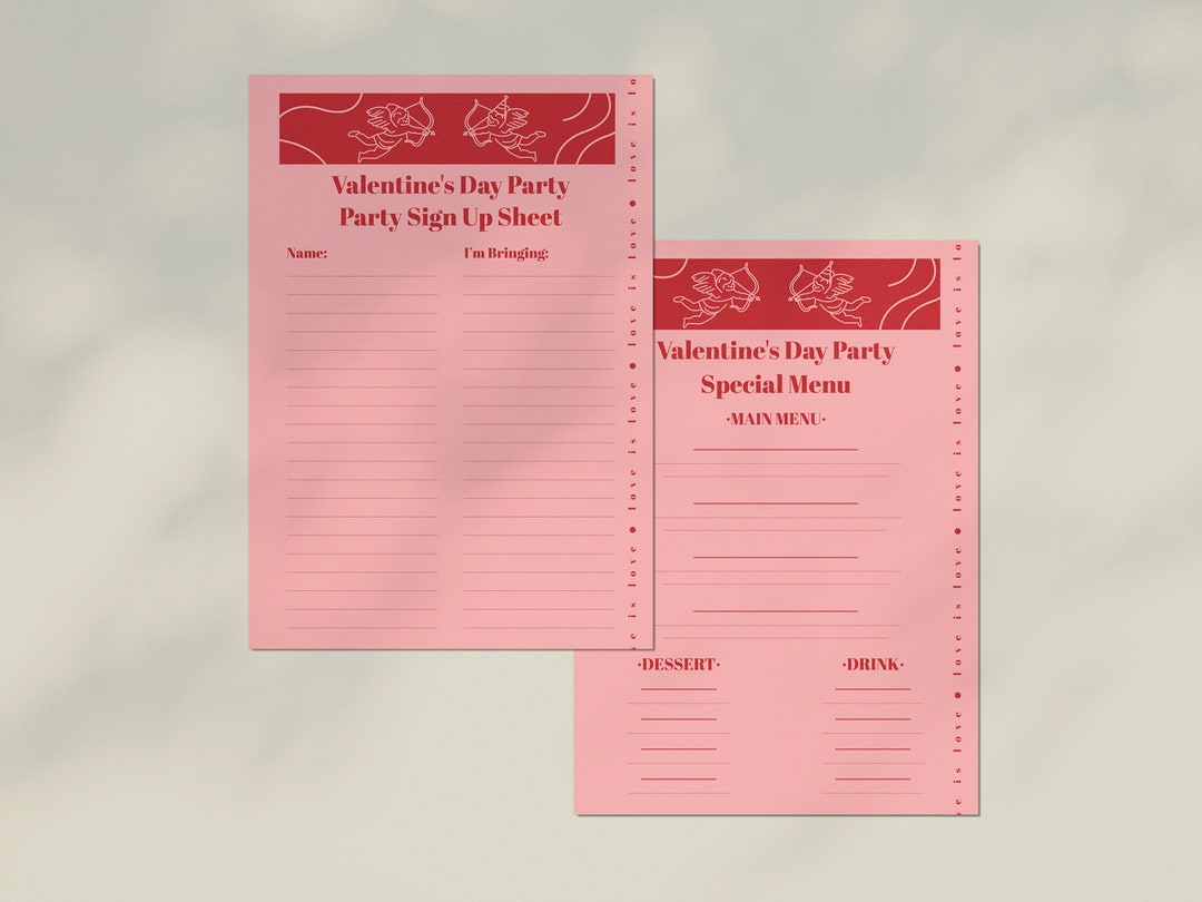 Editable Valentine's Day Party Sign up Sheet, Digital or Printable ...