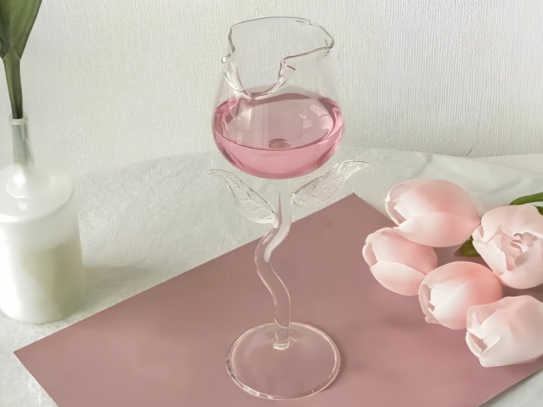 Rose Shaped Wine Glass Elegant Floral Wine Glass Handmade Flower Glass Ideal Valentine