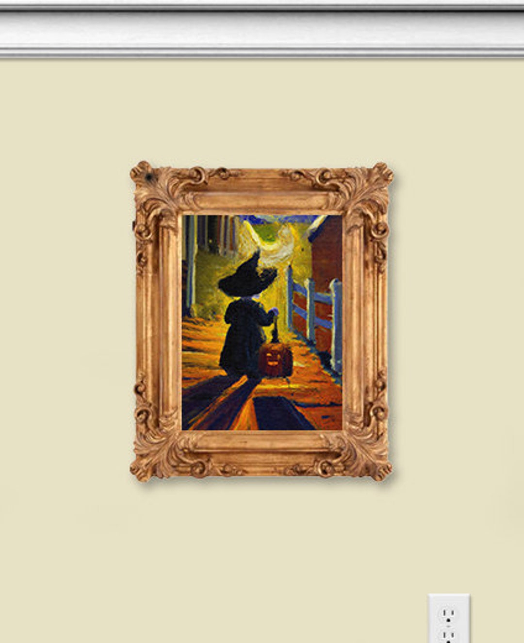 Halloween Ghost Cute Little Witch Oil Painting Trick-or-treat - Etsy