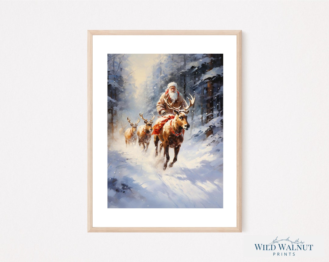 Santa Claus Digital Art Print Festive Holiday Wall Decor Merry ...