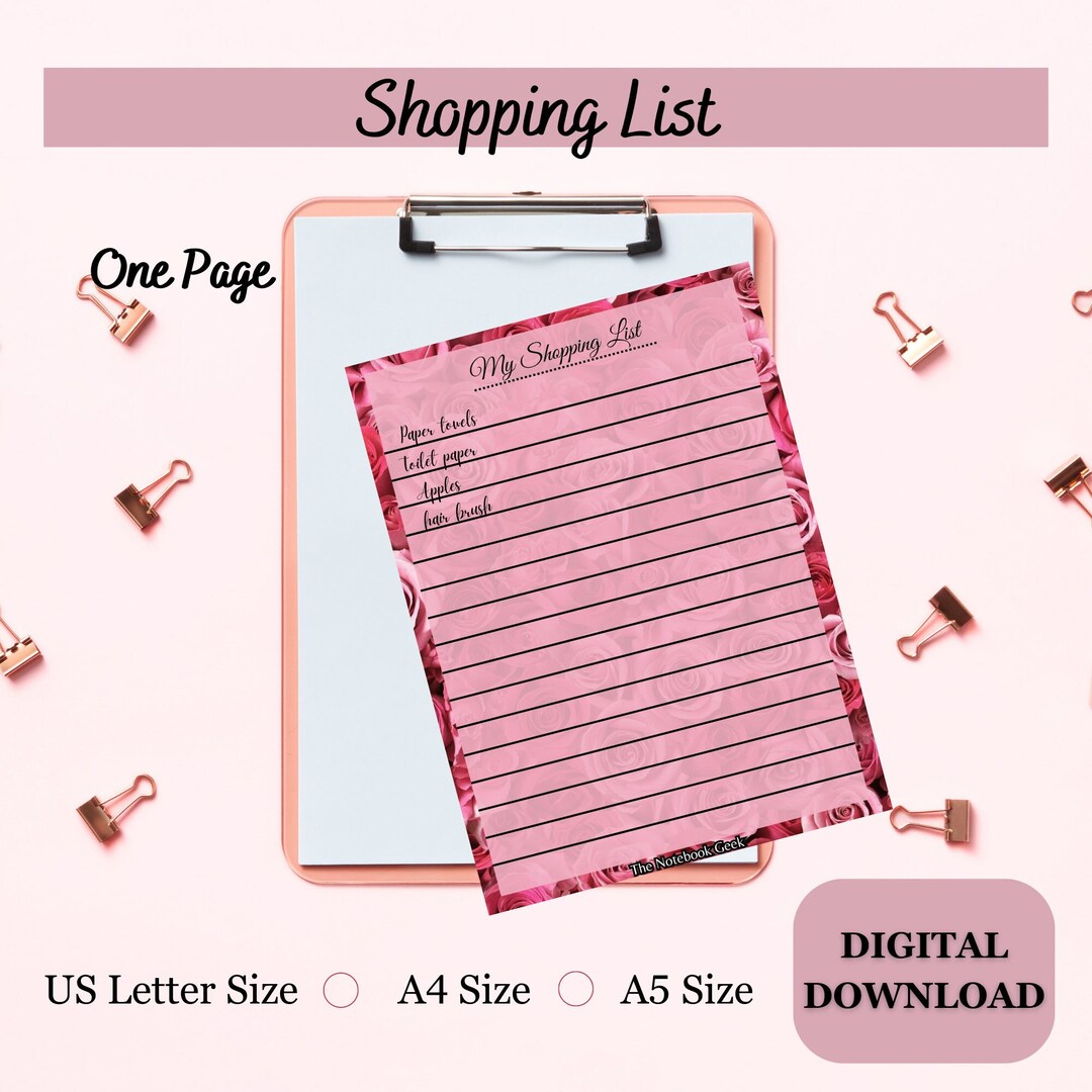 Printable Shopping List, Checklist, Daily Reminders, Things to Do, and ...
