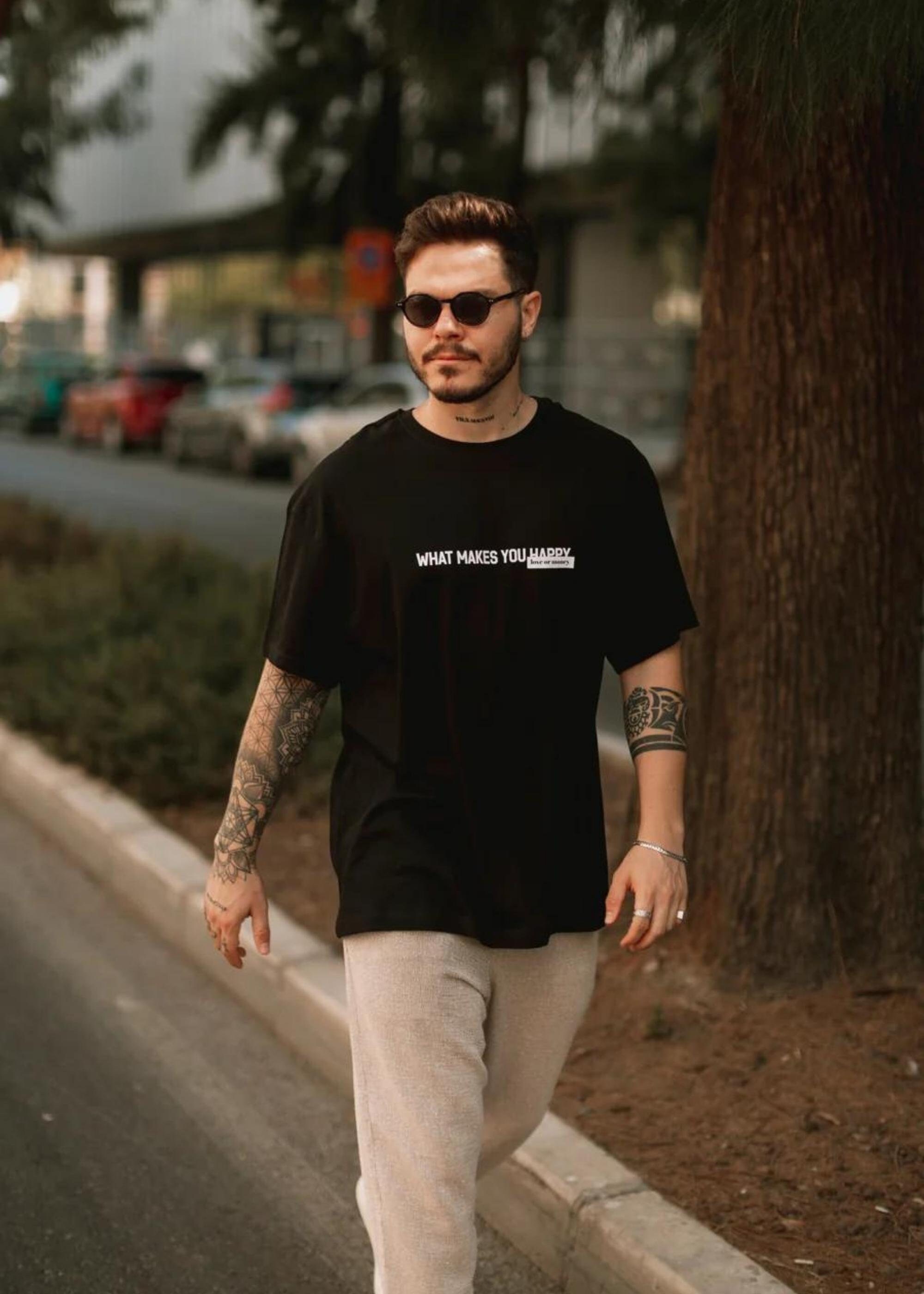 What Makes You Happy Motto Print Tshirtmotto Front Print - Etsy