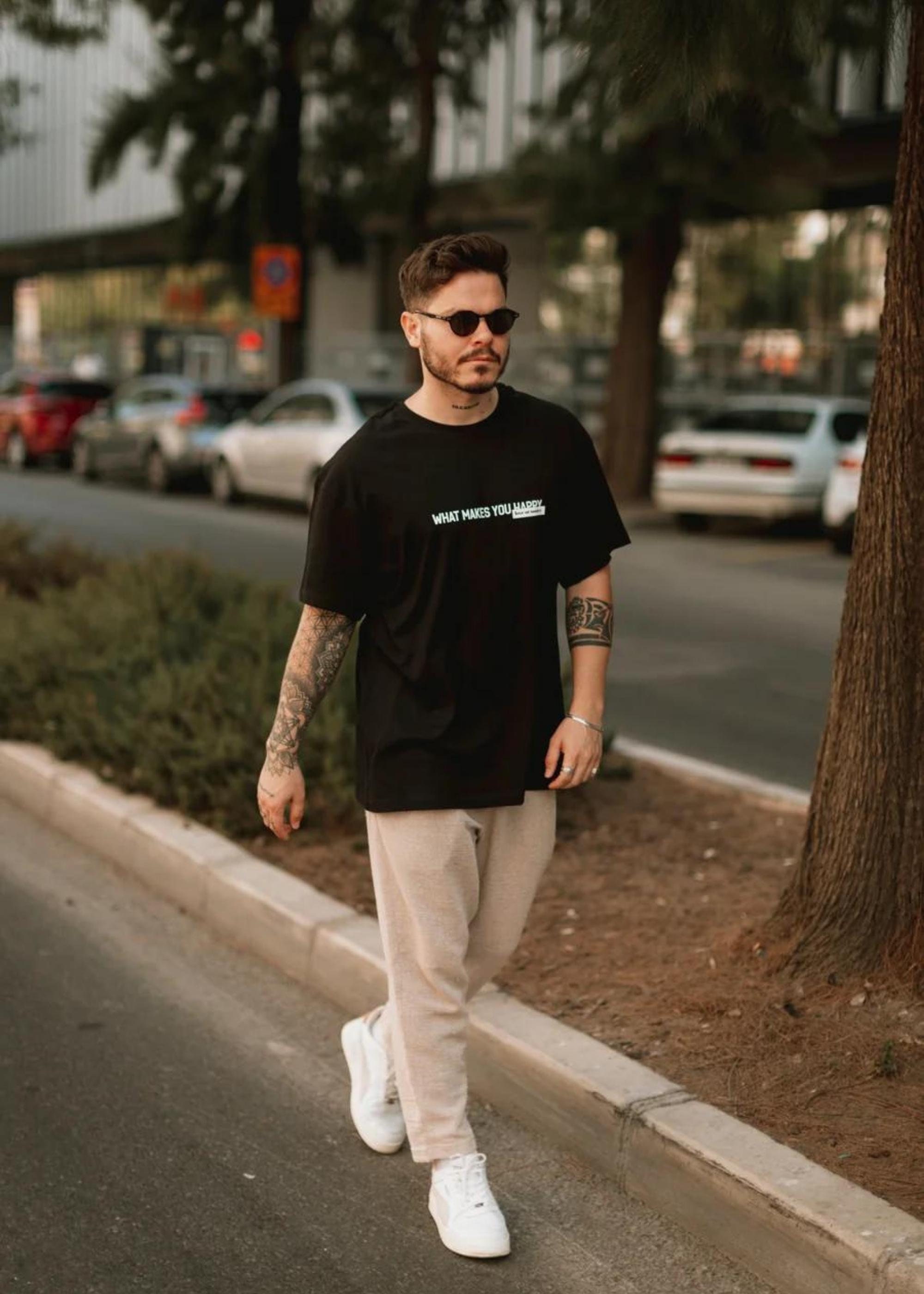 What Makes You Happy Motto Print Tshirtmotto Front Print - Etsy