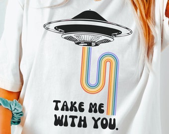 Alien Sweatshirt, Take Me With You, Vintage Style UFO Sweatshirt - Etsy
