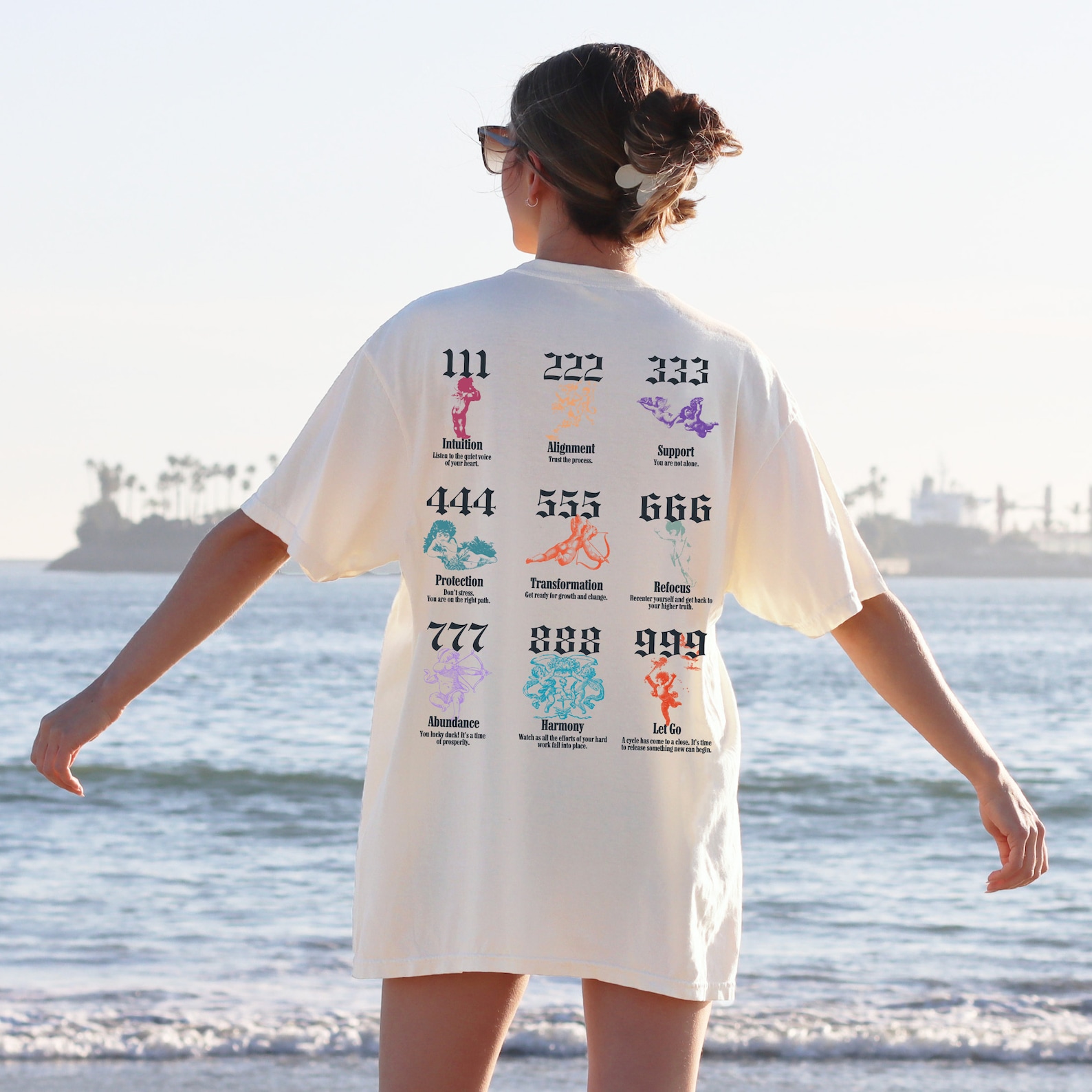 Angel Numbers Comfort Colors Shirt: Vintage Cherub Aura, Spiritual Gift ...