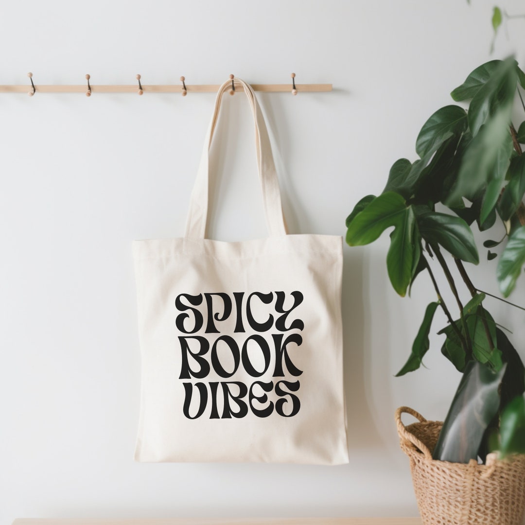 Spicy Book Vibes Canvas Tote Bag | Retro Aesthetic Tote Bag | Spicy ...