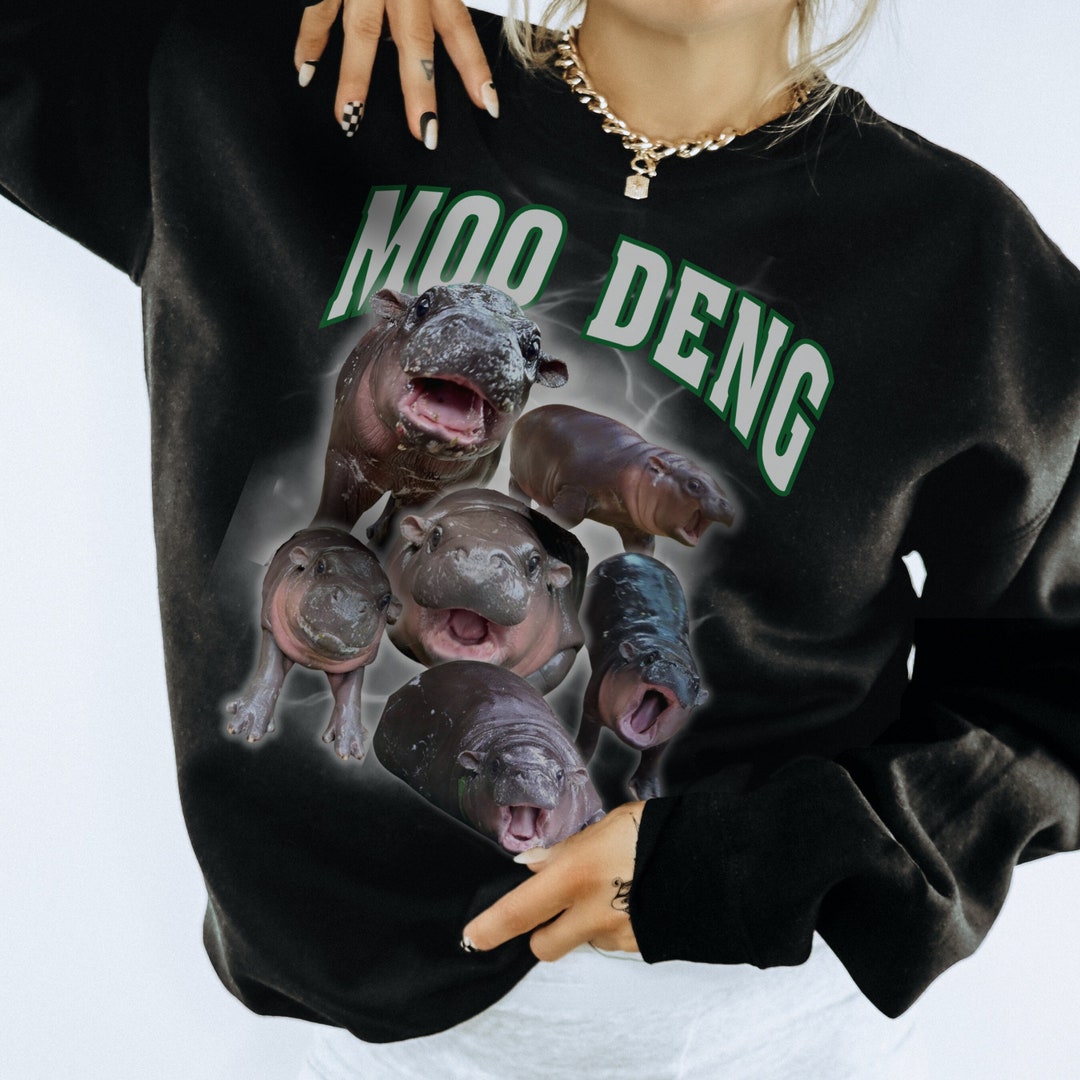 Moo Deng Sweatshirt Bootleg Hip Hop Shirt Unisex Sweater Baby Pygmy ...