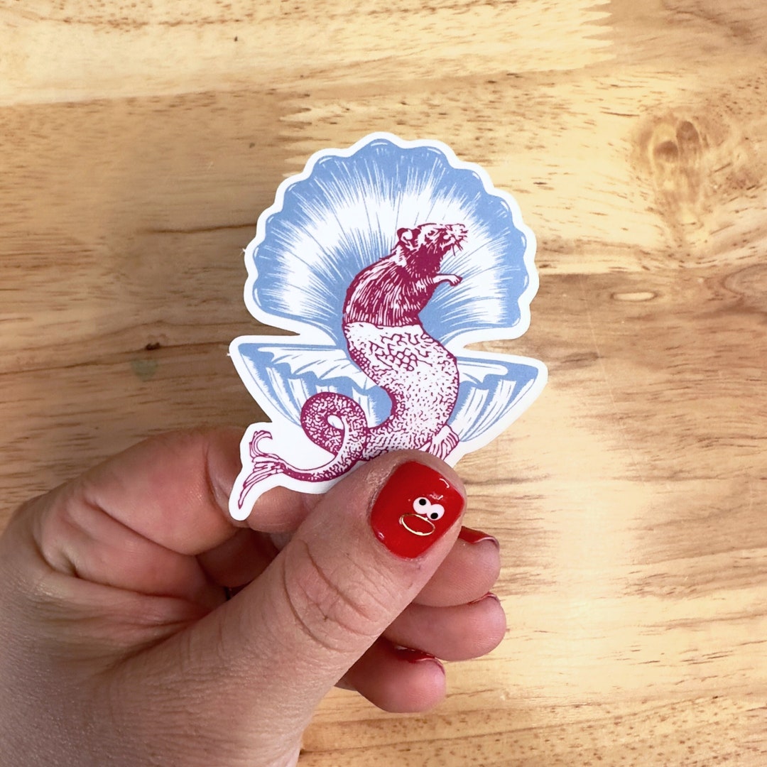 Mermaid Sticker Die Cut Under the Sea Funny Mouse Clamshell Seashell ...