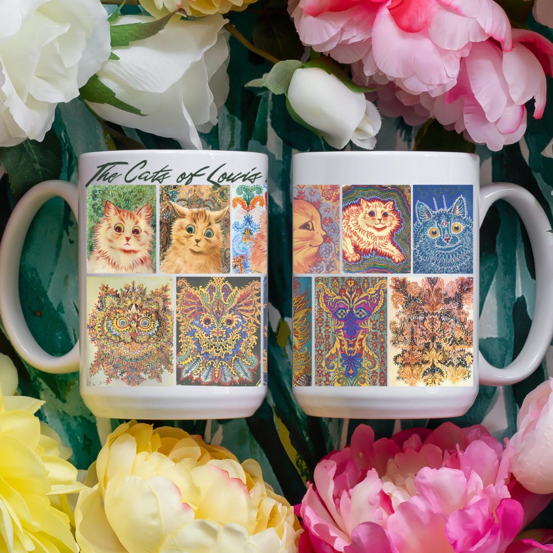 Louis Wain Cat Mug: Surreal Art Ceramic Coffee Cup - Etsy