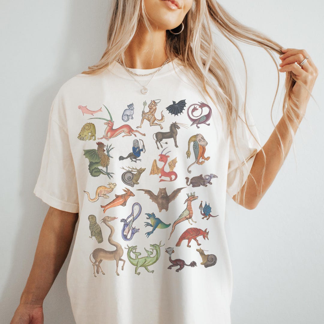 Marginalia Shirt Comfort Colors Medieval Animals Illuminated Manuscript ...