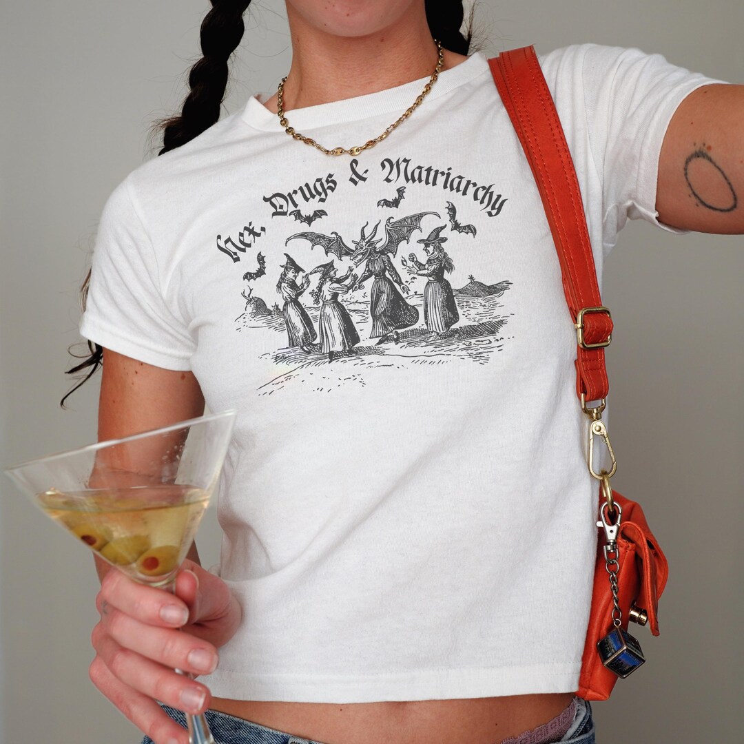 Hex Drugs & Matriarchy Shirt 90s Cropped Tee Feminist Witch Shirt Pagan ...