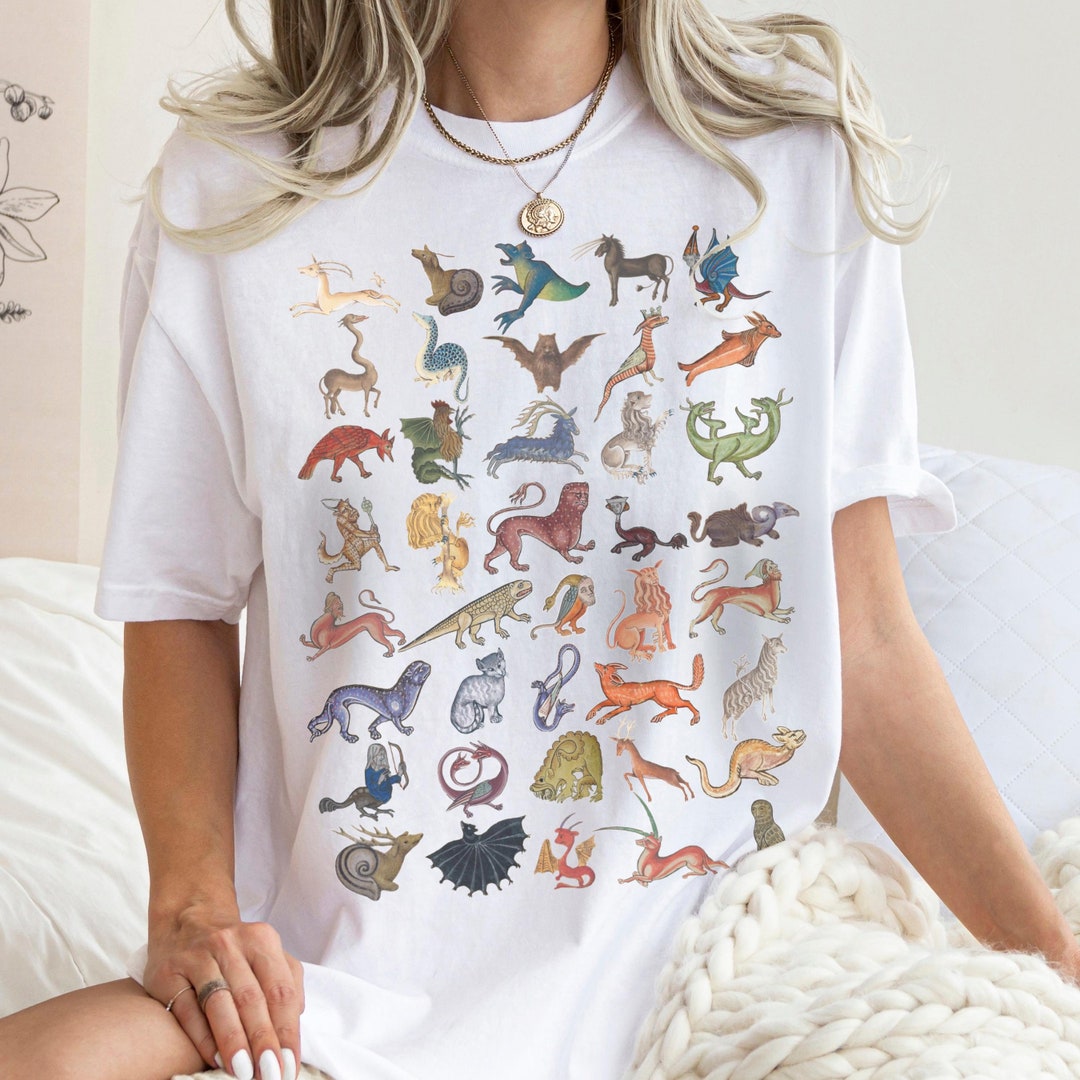 Medieval Creatures Shirt Comfort Colors Illuminated Manuscript Animals ...