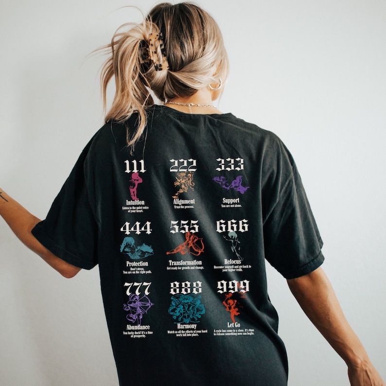 Angel Numbers Comfort Colors Shirt: Vintage Cherub Aura, Spiritual Gift ...