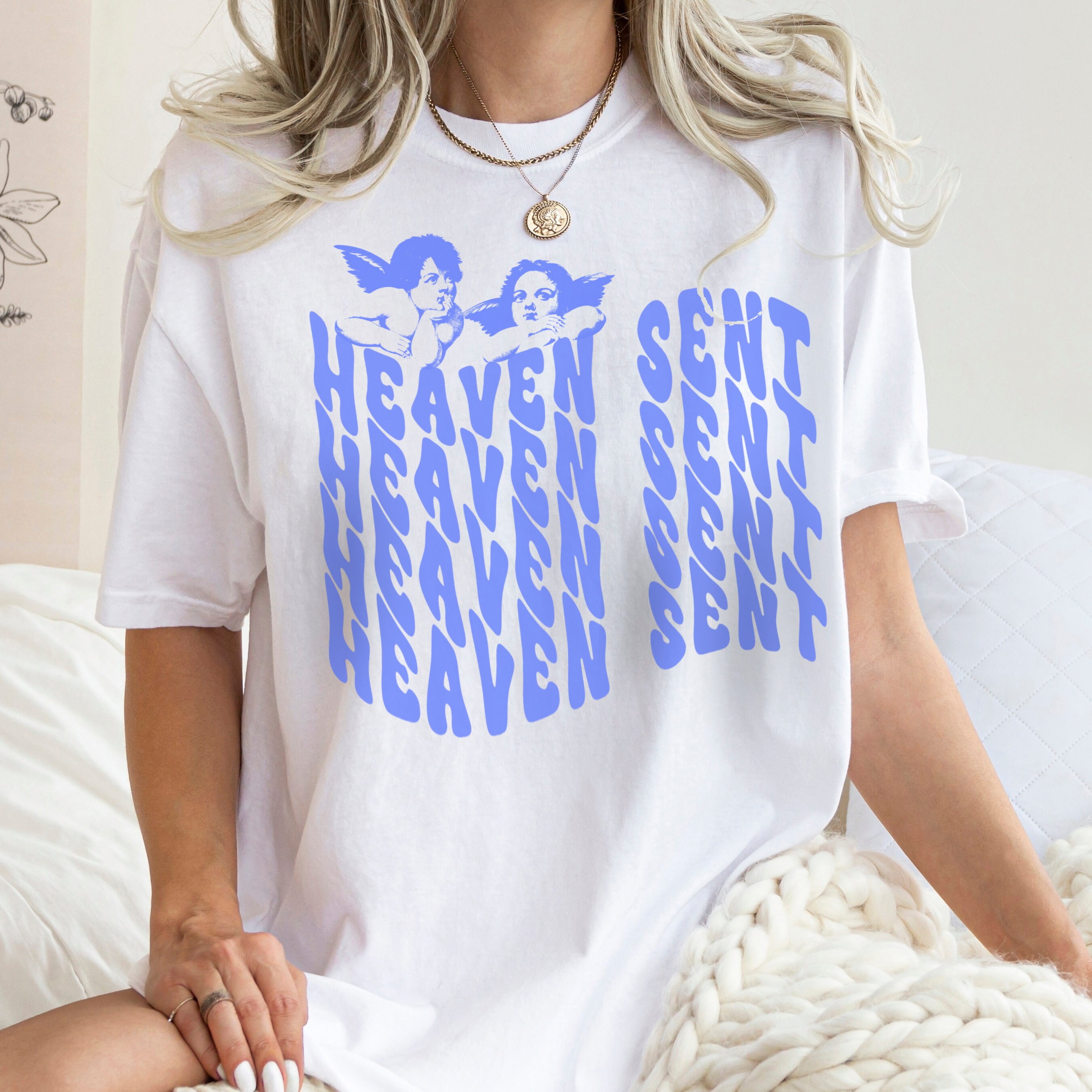Angel Shirt Comfort Colors Heaven Sent Tshirt Nostalgia Cherub Cutecore ...