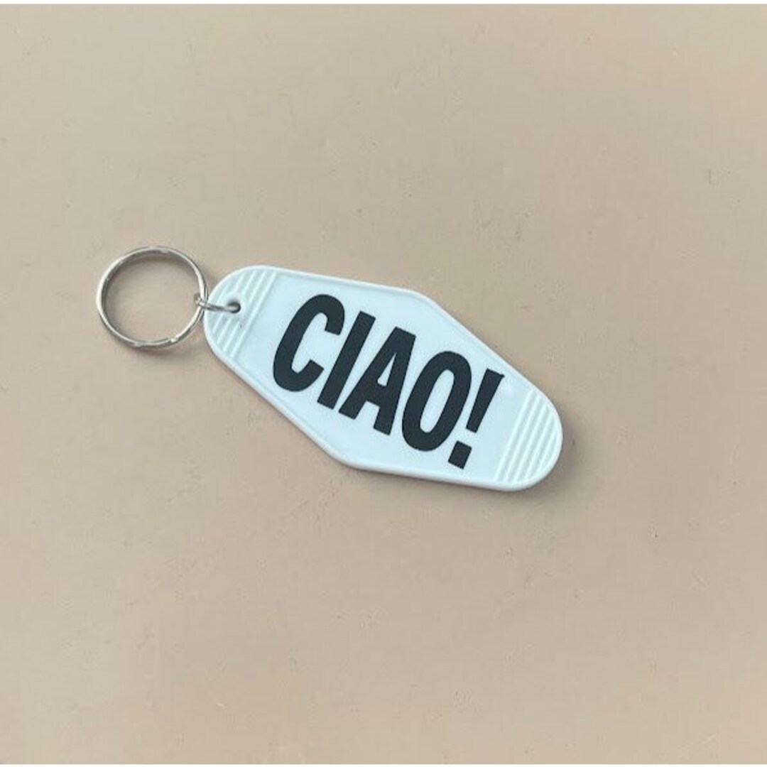 White Motel Keychain ciao in Black Vinyl - Etsy