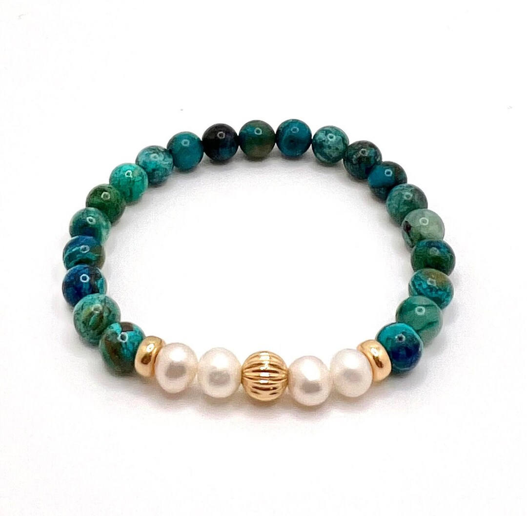 Azurite Malachite W Pearl & 14K Solid Gold | Healing Gemstone Energy ...