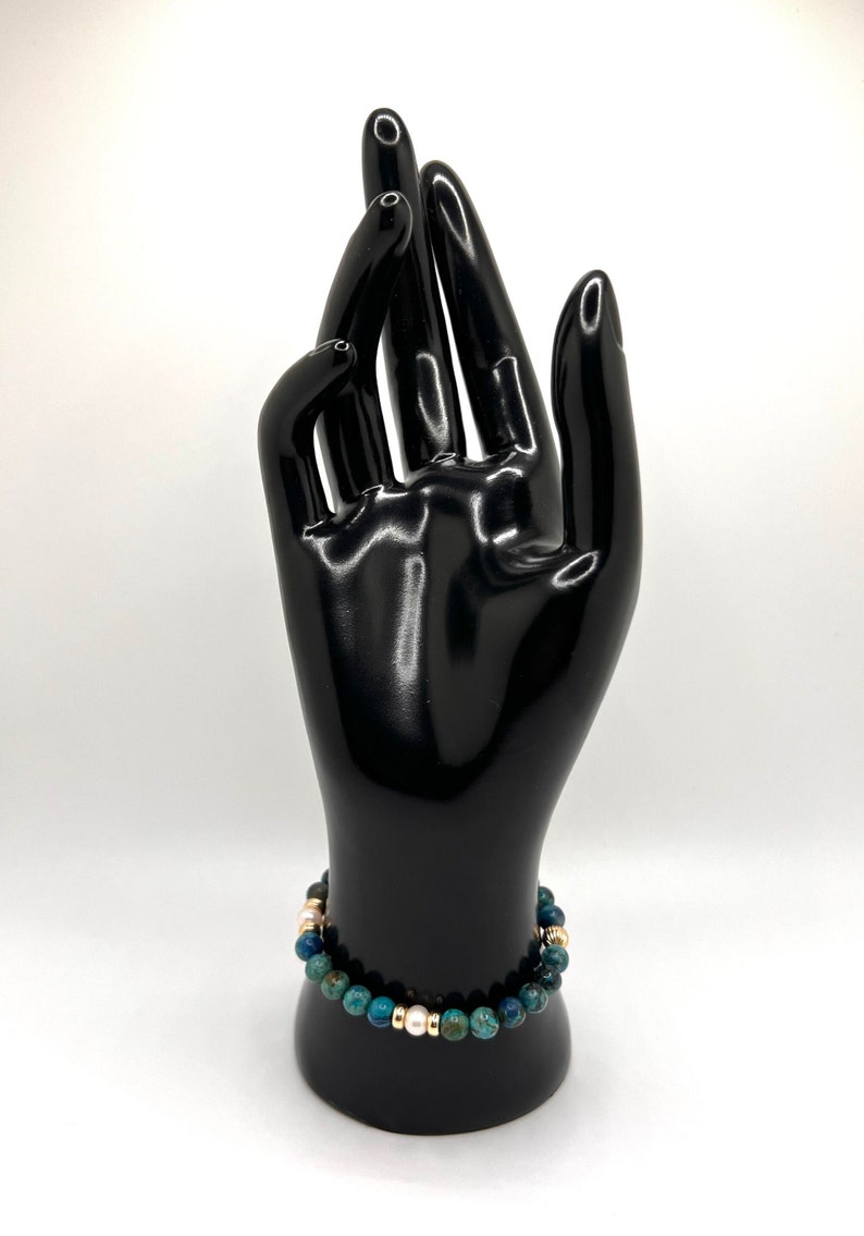 Azurite Malachite W Pearl & 14K Solid Gold | Healing Gemstone Energy ...
